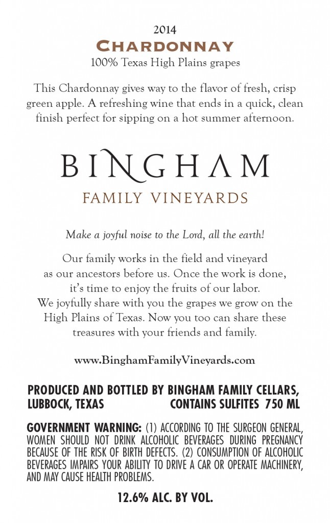 Texas Winery Logo & wine label design: Bingham Family Vineyards ...